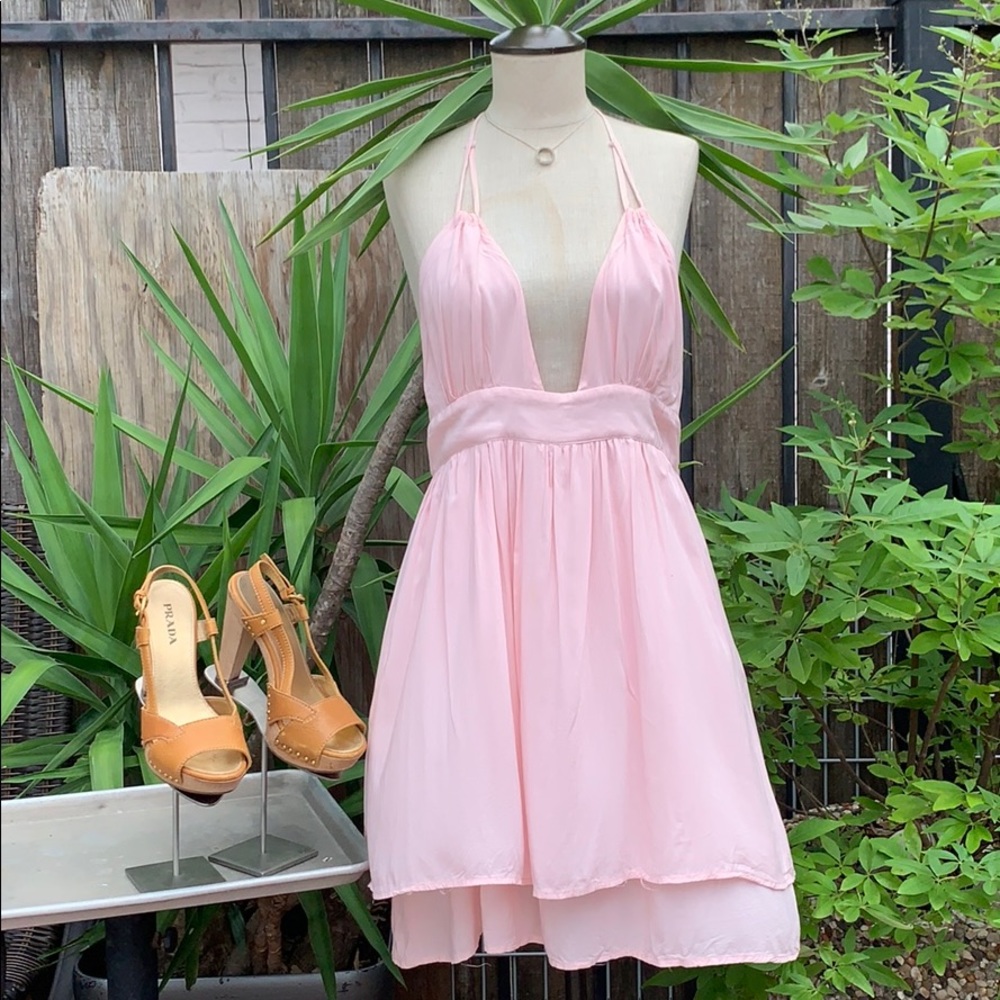 Tobi Blush Open Back Halter Top Dress - Gem